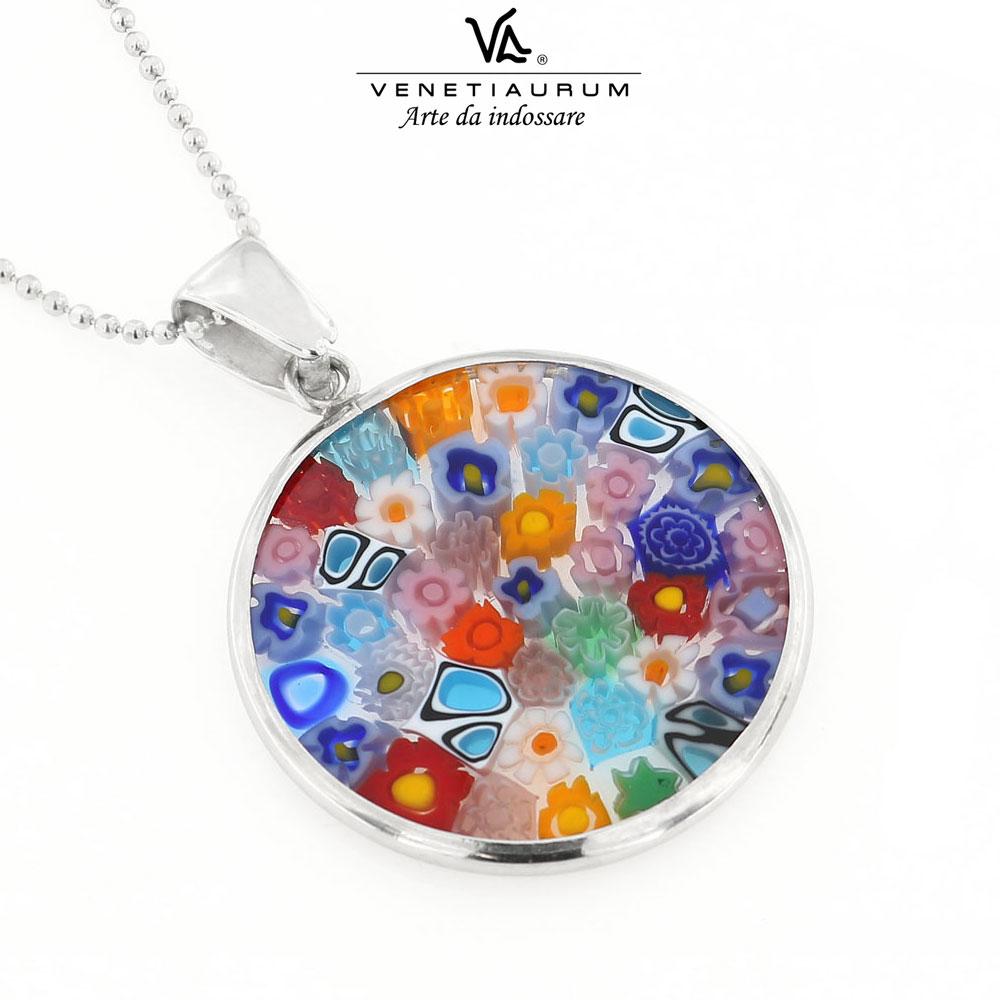 Woman Necklace With Murrina Pendant In Original Murano Glass And 925 S ...